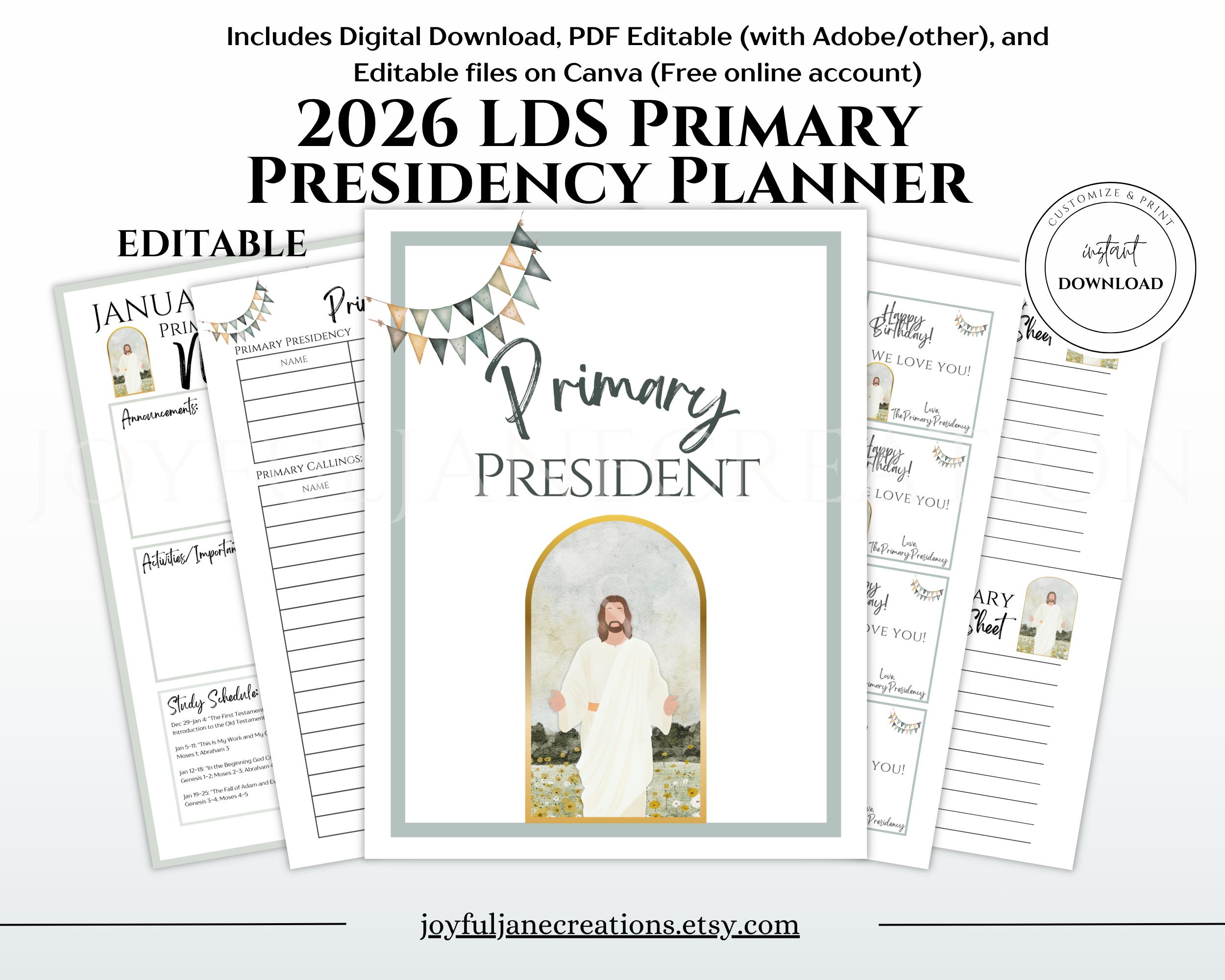 LDS Primary Presidency Binder, Editable Primary Planner, Primary ...