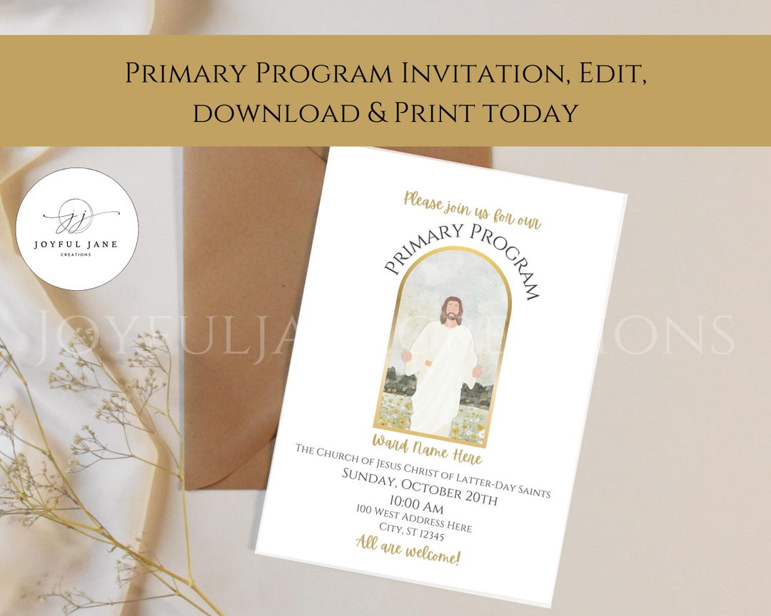LDS Primary Program Invitation Customizable, Primary Sacrament Meeting ...