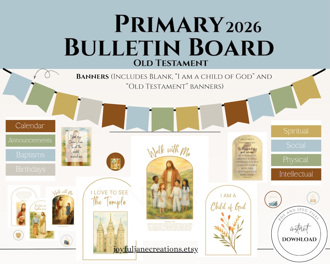 LDS Primary Bulletin Board Kit, Primary President Helps, 2026 Primary Come Follow Me, Old ...