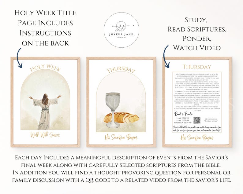 LDS Holy Week Study Cards, Easter Story Printables, Holy Week Countdown ...