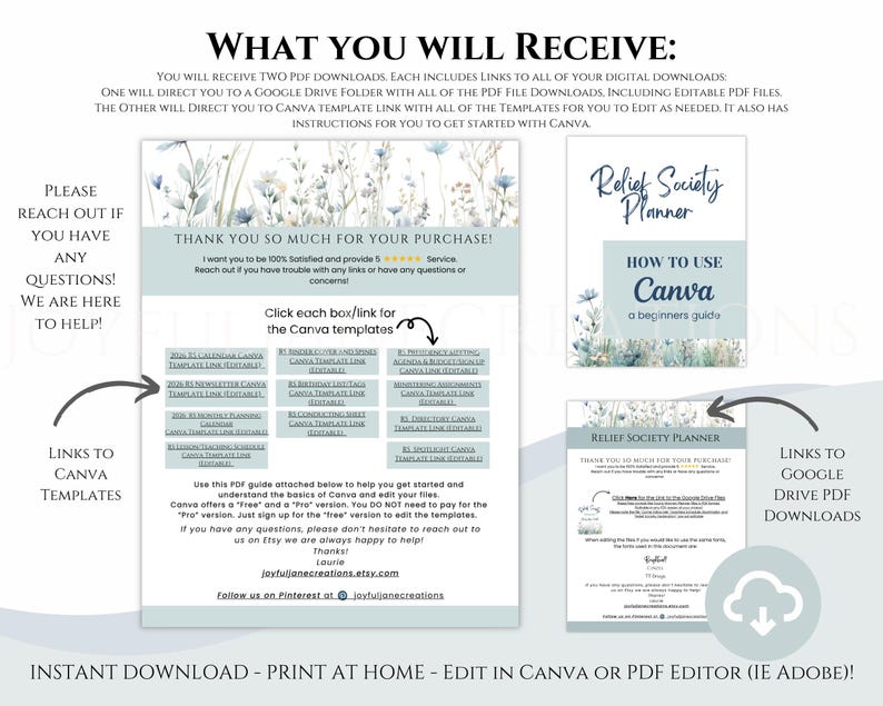 LDS Relief Society Presidency Planner Binder, Editable RS Newsletter ...