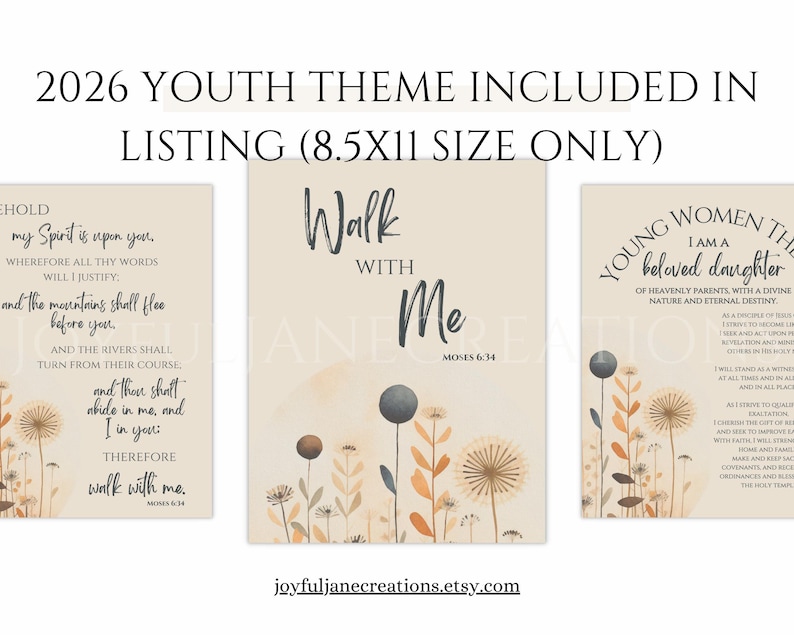 LDS Youth Theme 2026, Young Women Presidency Planner, Walk With Me, YW ...