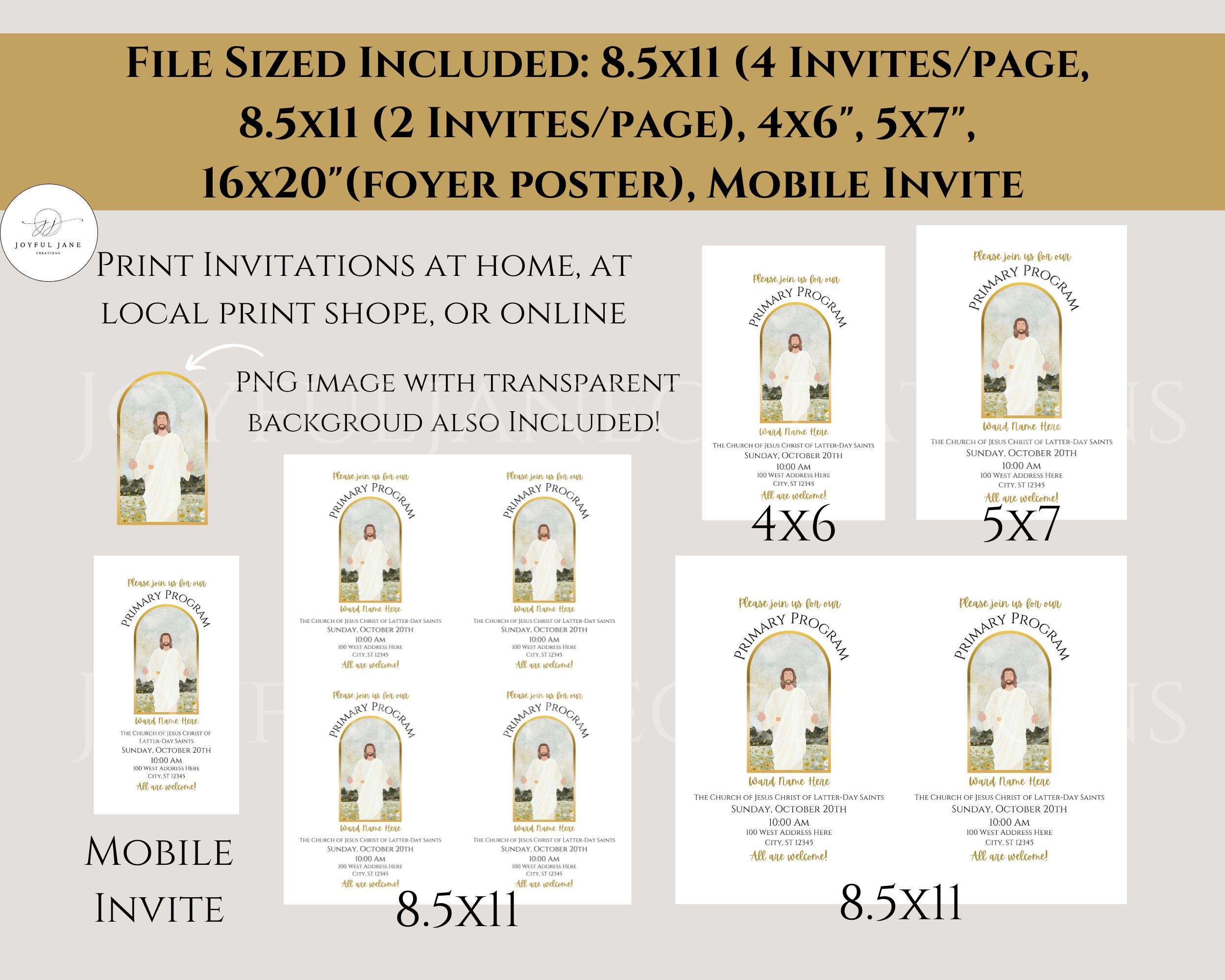 LDS Primary Program Invitation Customizable, Primary Sacrament Meeting ...