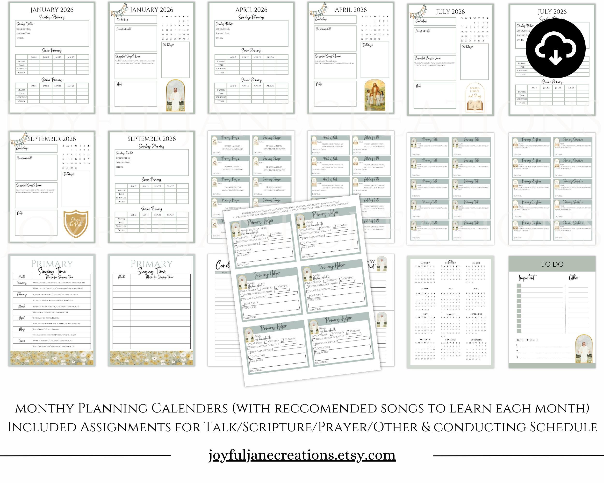 LDS Primary Presidency Binder, Editable Primary Planner, Primary ...