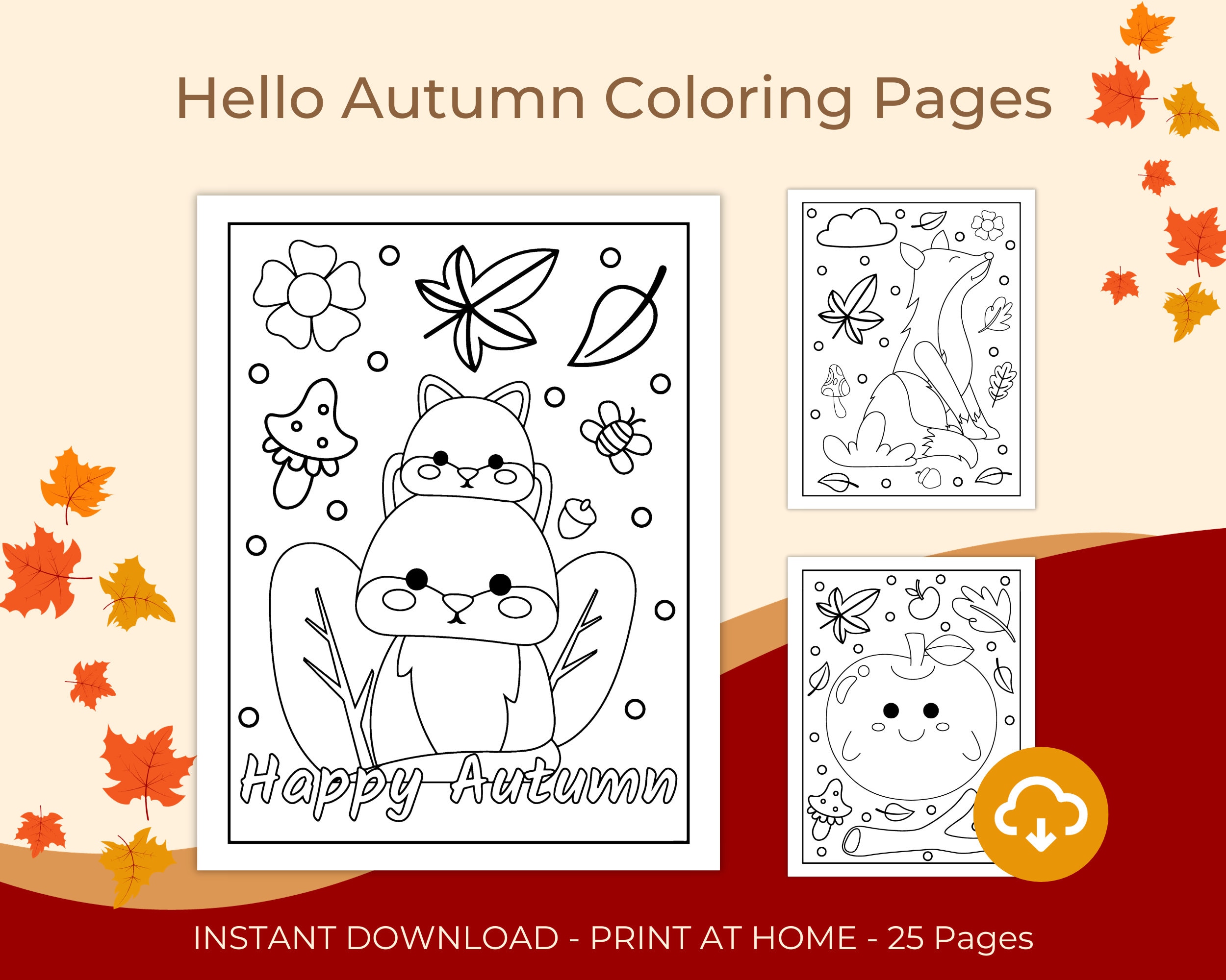 Cute Autumn Coloring Pages for Kids, Fall Coloring Pages for Kids, Fall ...