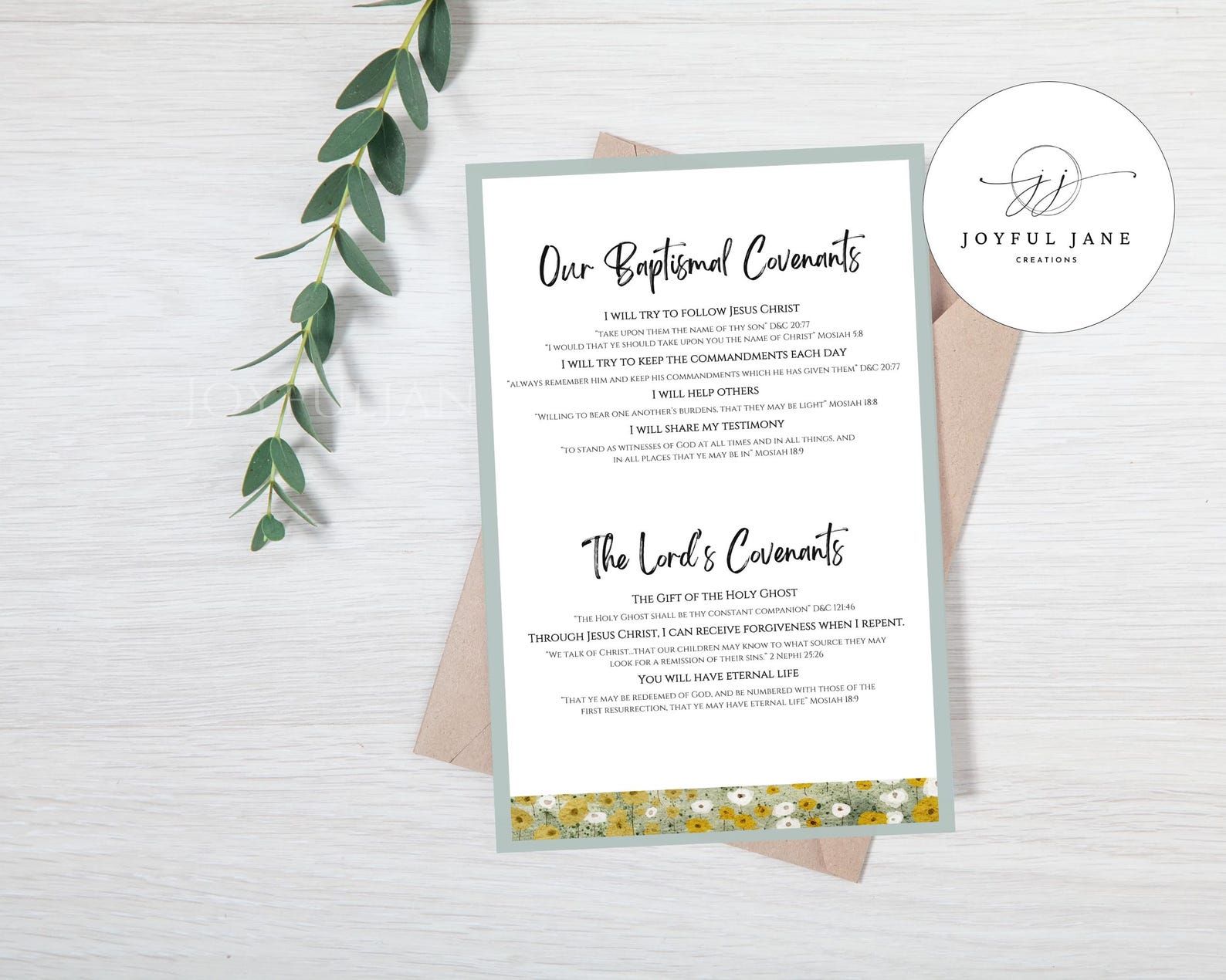 Baptism Covenants, LDS Baptism Gift Printable, Primary Gift, LDS ...