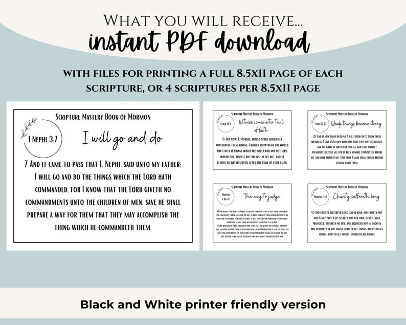 Book of Mormon Scripture Mastery, Printable Scripture Memorization ...