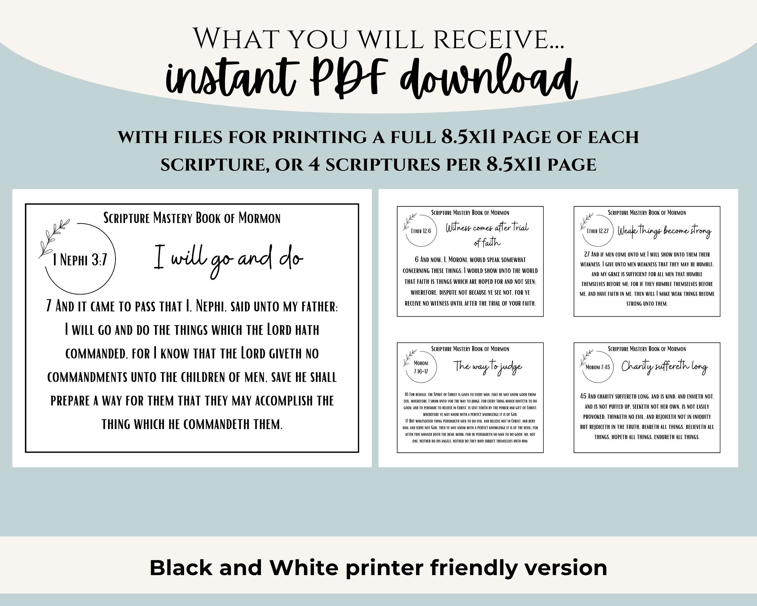 Book of Mormon Scripture Mastery, Printable Scripture Memorization ...