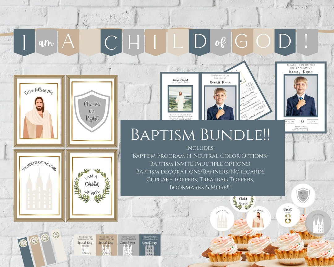 LDS Baptism Kit, Baptism Bundle With Neutral Colors, Editable ...