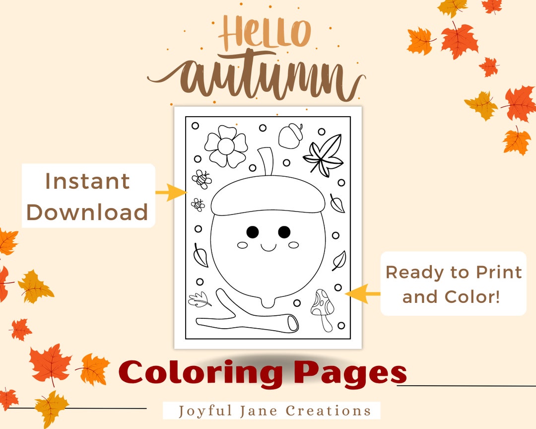 Cute Autumn Coloring Pages for Kids, Fall Coloring Pages for Kids, Fall ...