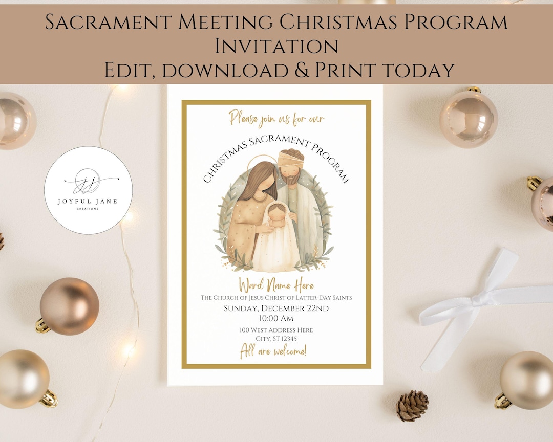 LDS Sacrament Meeting Christmas Program Invitation Customizable ...