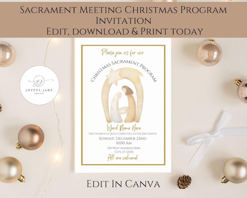 LDS Sacrament Meeting Christmas Program Invitation Customizable ...
