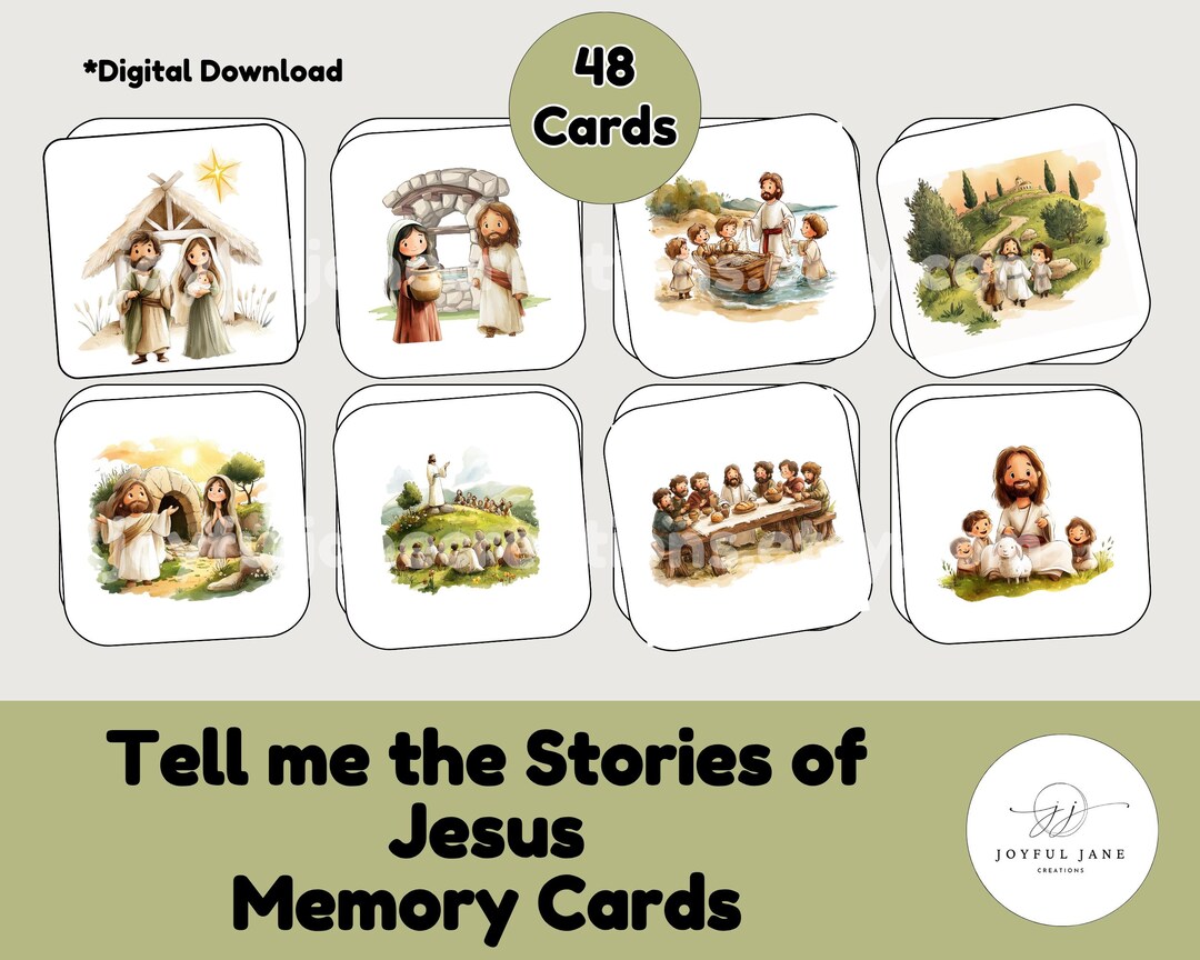 Jesus Memory Match Cards for Kids, Christian Education Printable ...
