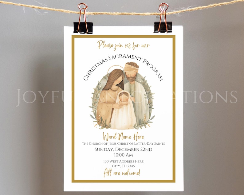LDS Sacrament Meeting Christmas Program Invitation Customizable ...