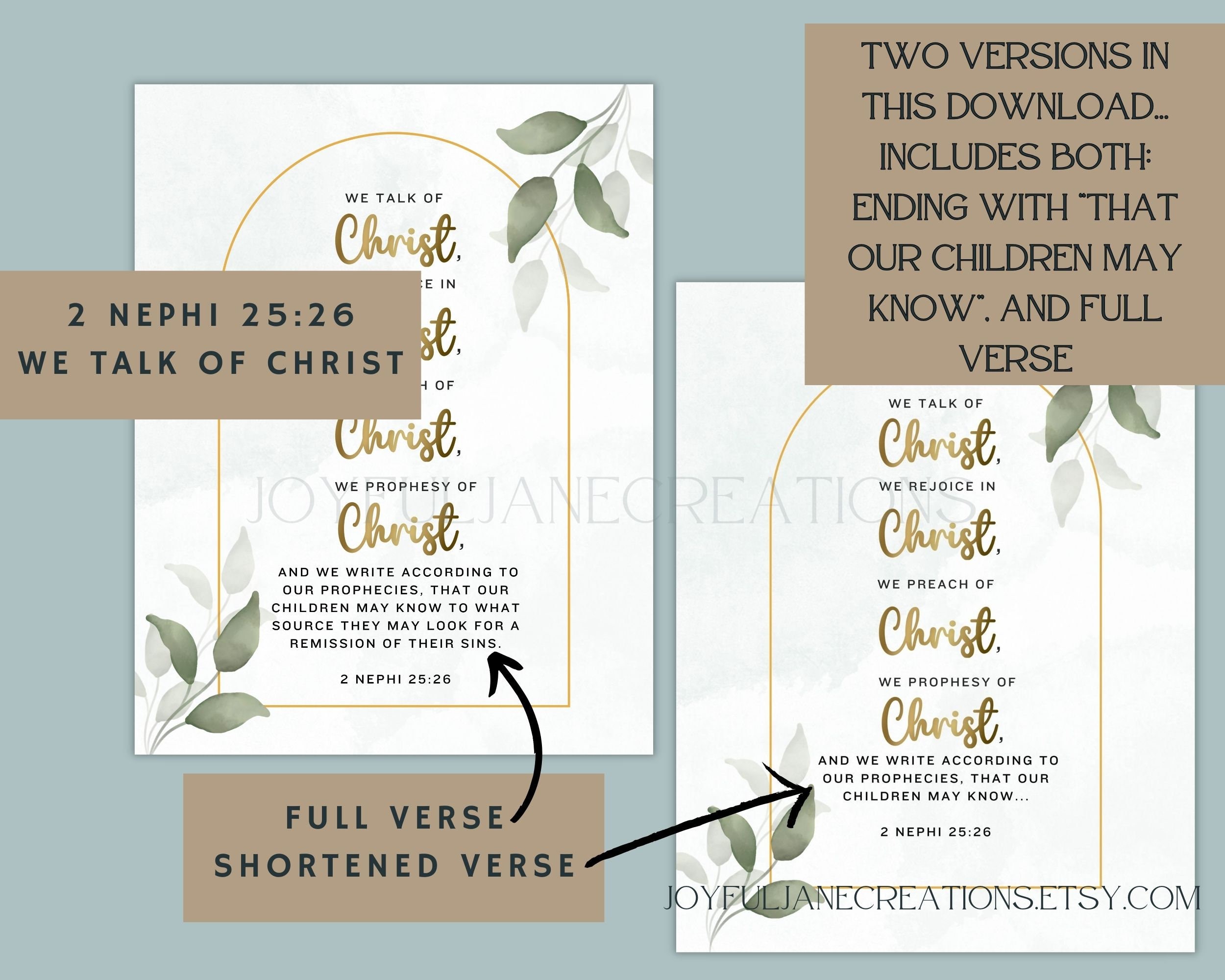 Book of Mormon Scripture Art come Follow Me 2 Nephi 25:26 We Talk of ...