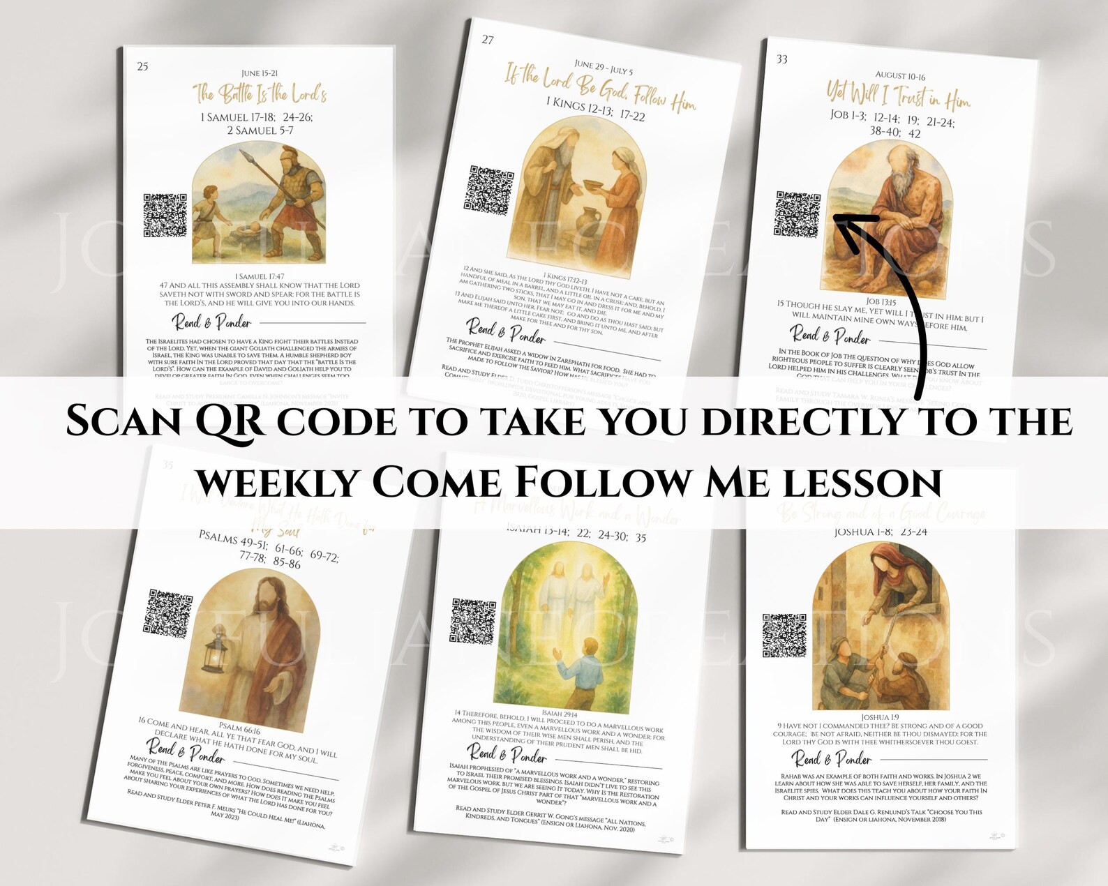 2026 Come Follow Me Old Testament Study Cards, LDS Weekly Scripture ...