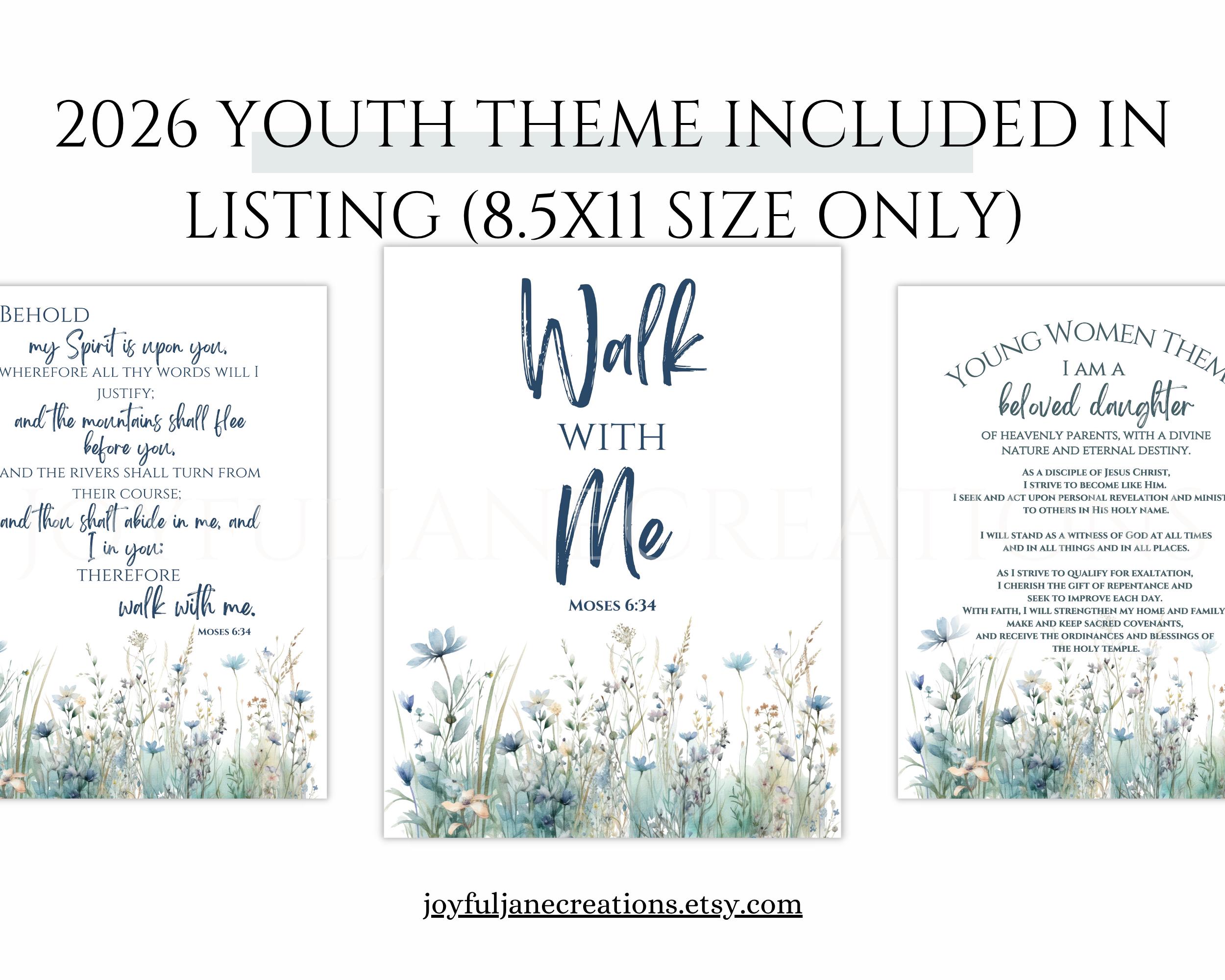 LDS Youth Theme 2026, Young Women Presidency Planner, Walk With Me, YW ...