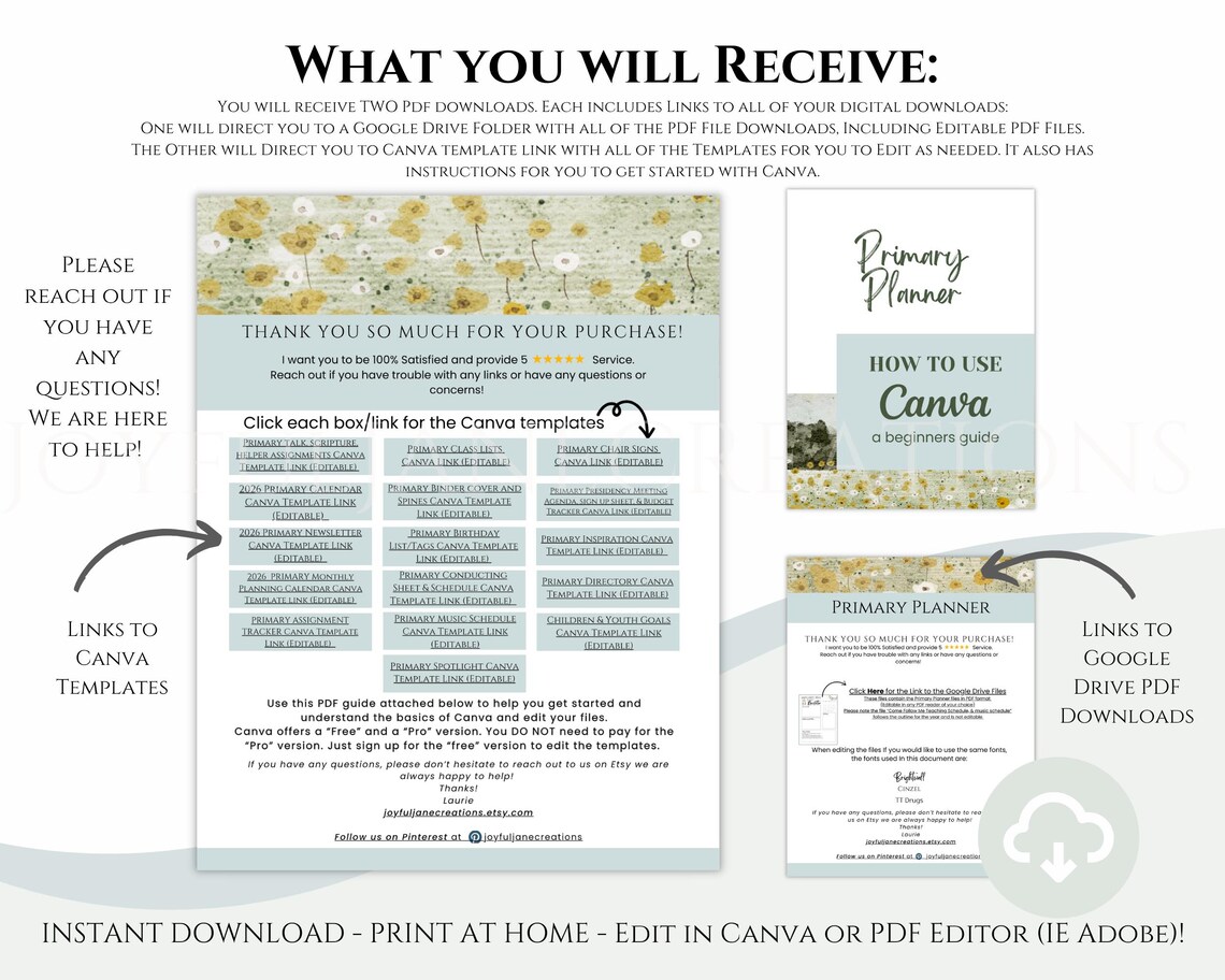 LDS Primary Presidency Binder, Editable Primary Planner, Primary ...