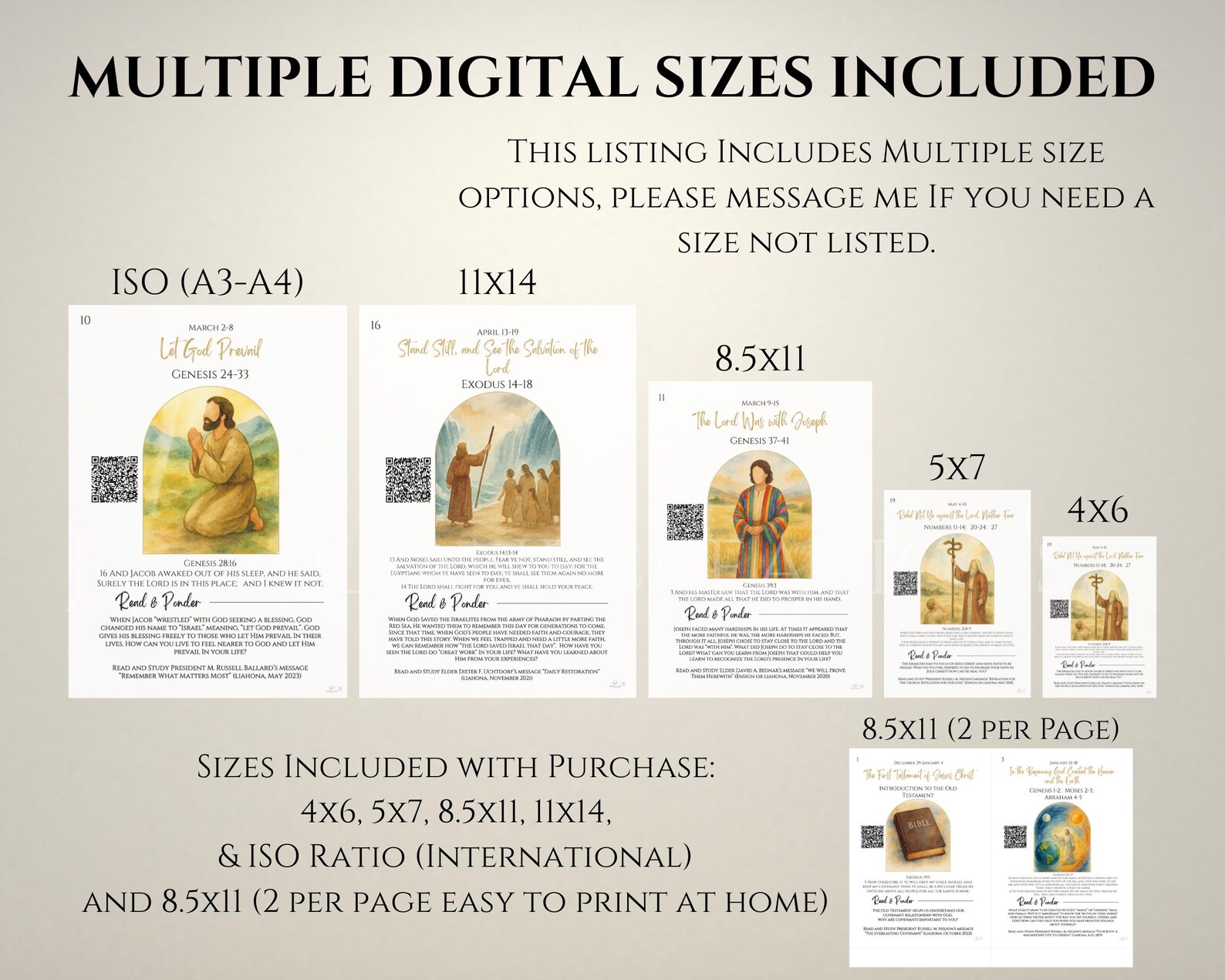 2026 Come Follow Me Old Testament Study Cards, LDS Weekly Scripture ...