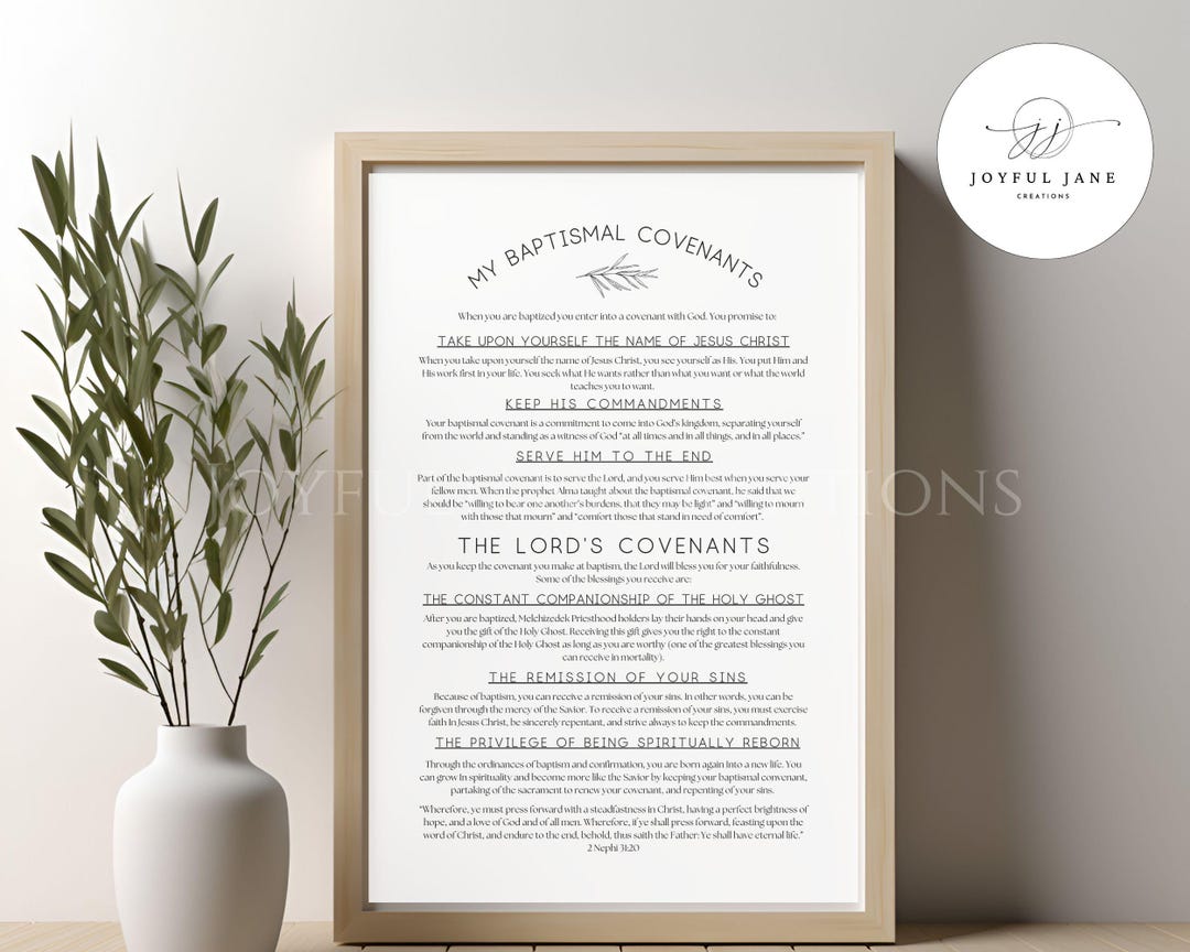 Baptism Covenants, LDS Baptism Gift Printable, LDS Boy Gift, LDS ...