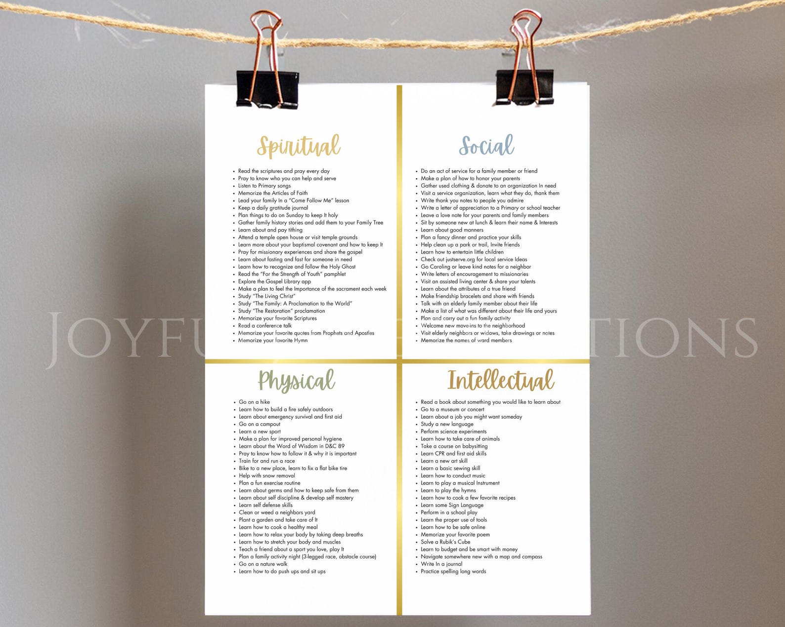 LDS Primary Children and Youth Program SIPS Goal Sheet Printable, Luke ...