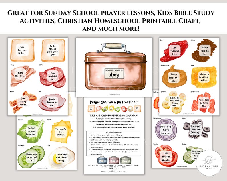 Prayer Lesson Sunday School Prayer Craft Activity, Kids Prayer Sandwich ...