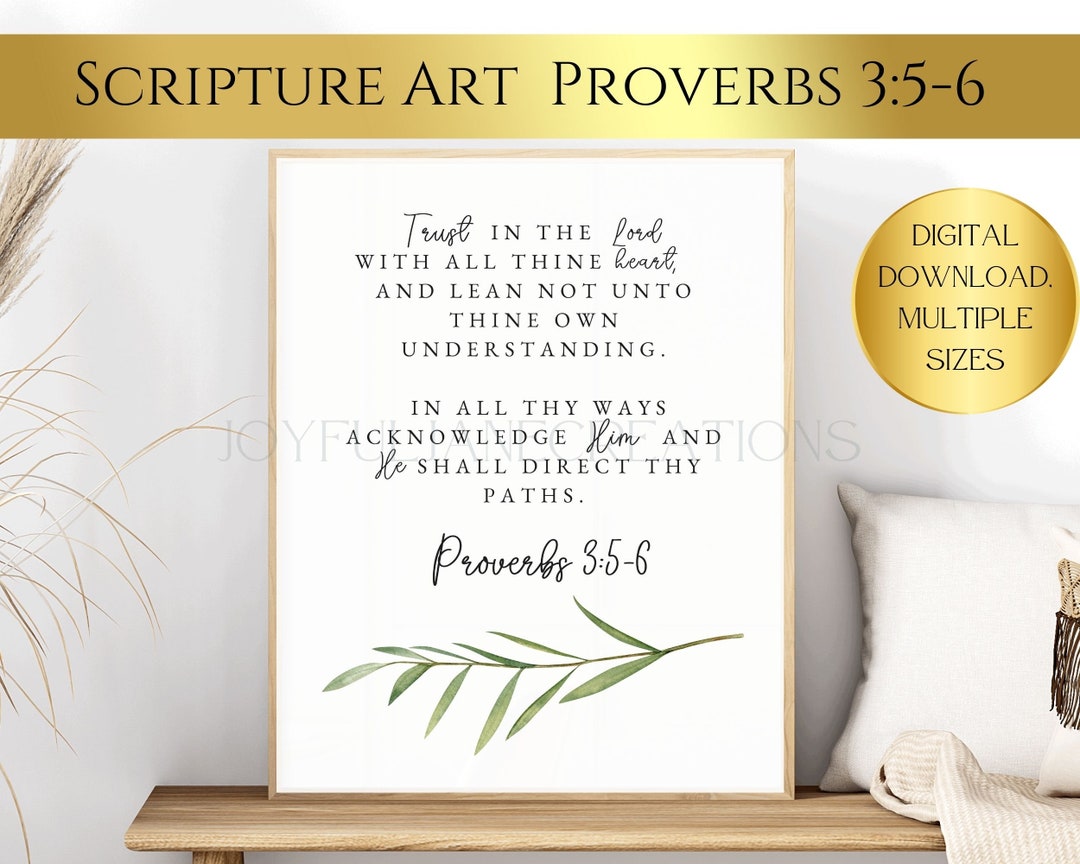 Bible Scripture Art Proverbs 3:5-6 "trust in the Lord With All Thine ...