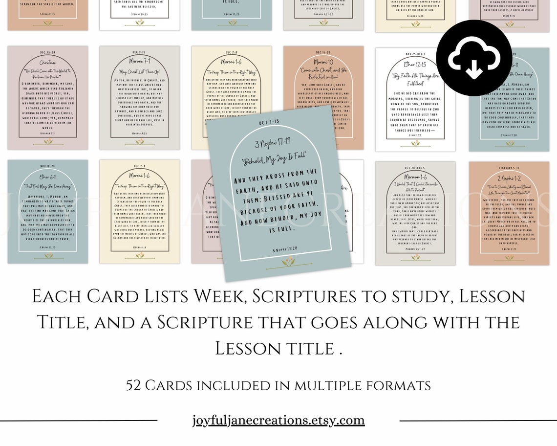 LDS Come Follow Me Book of Mormon 2024 Weekly Scripture Cards, Church ...