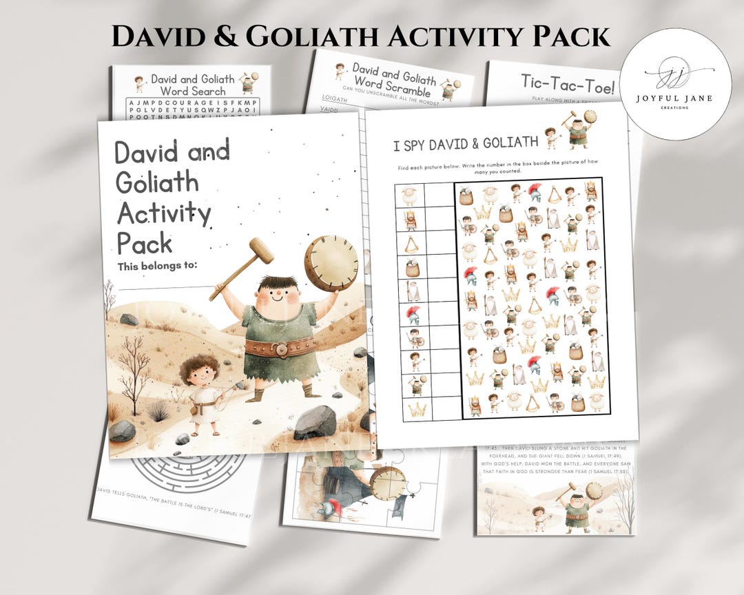 David and Goliath Bible Activity Pack, Sundayschool Activity for Kids ...