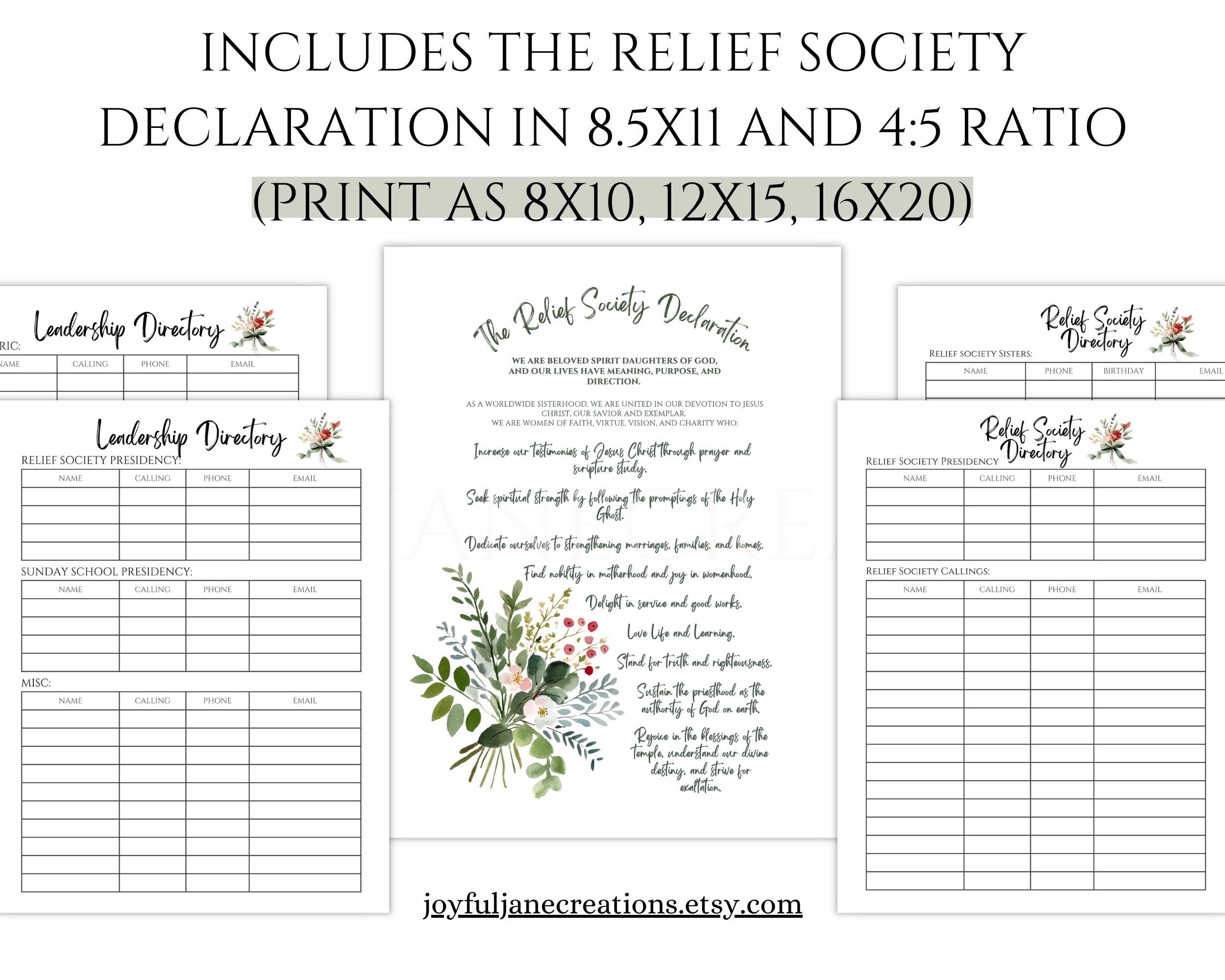 LDS Relief Society Presidency Planner Binder, Editable RS Newsletter ...
