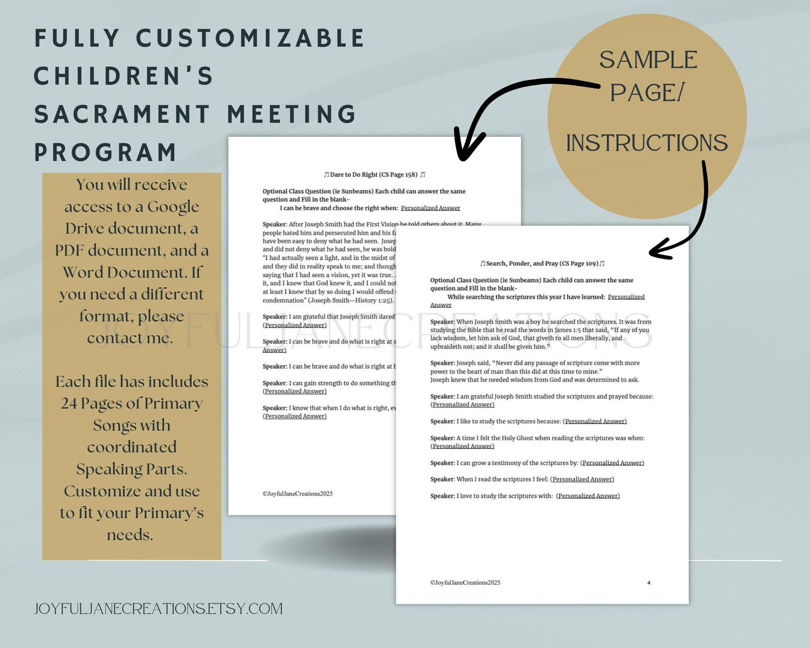 LDS Primary Program Script Completely Customizable 2025 Doctrine ...