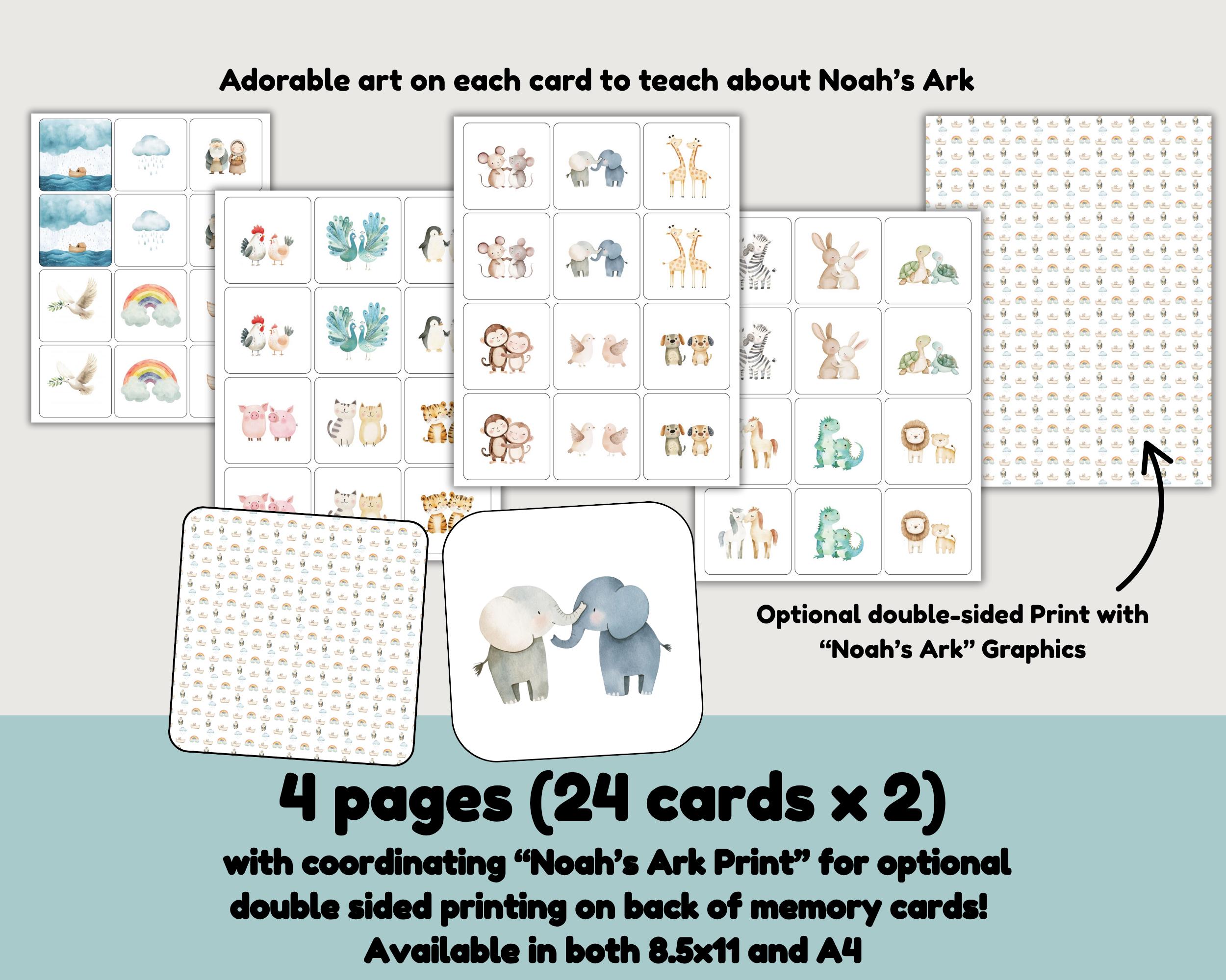 Noah's Ark Memory Match Cards for Kids, Christian Education Printable ...