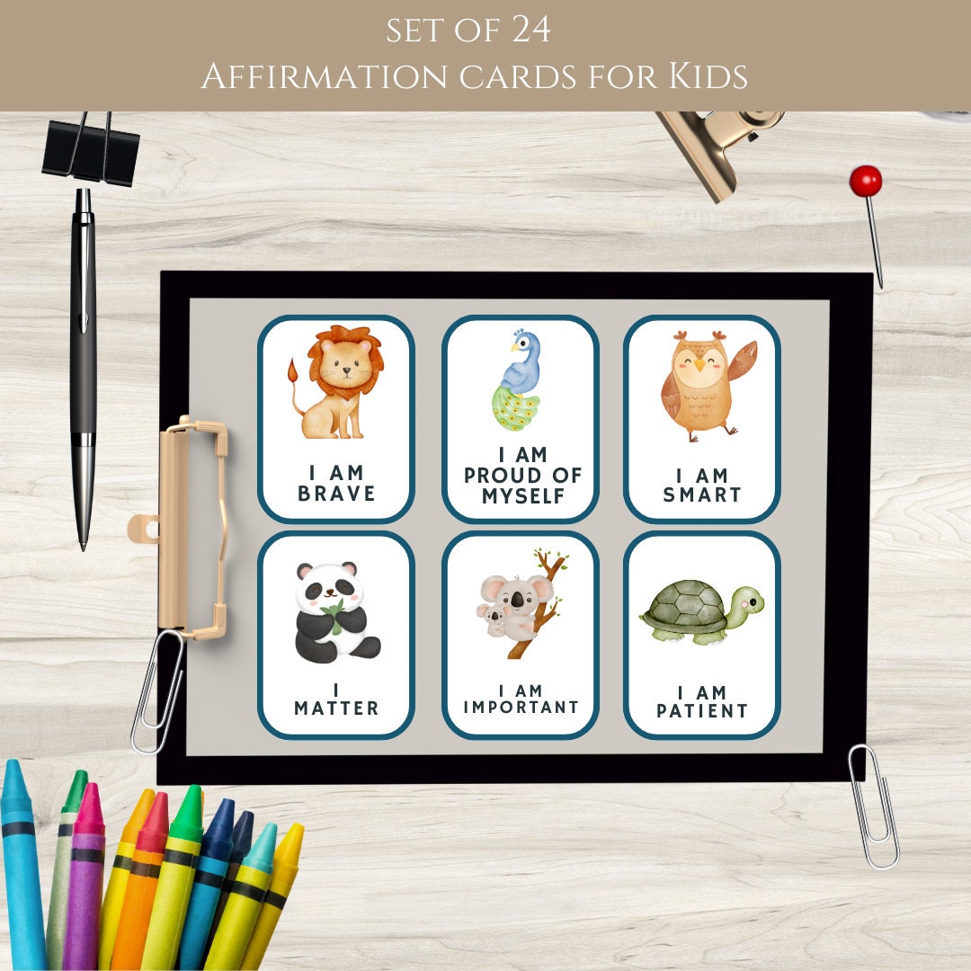 24 Positive Affirmation Cards for Kids Printable Affirmations - Etsy