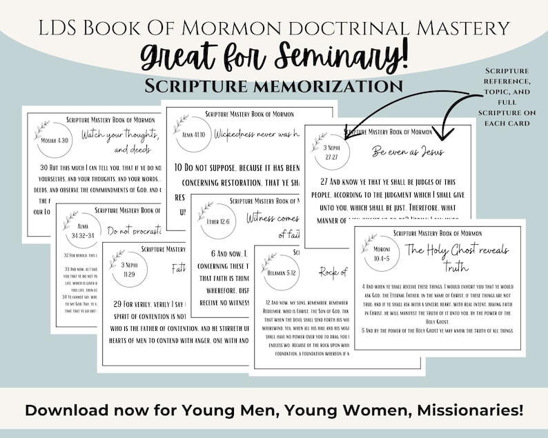 Book of Mormon Scripture Mastery, Printable Scripture Memorization ...