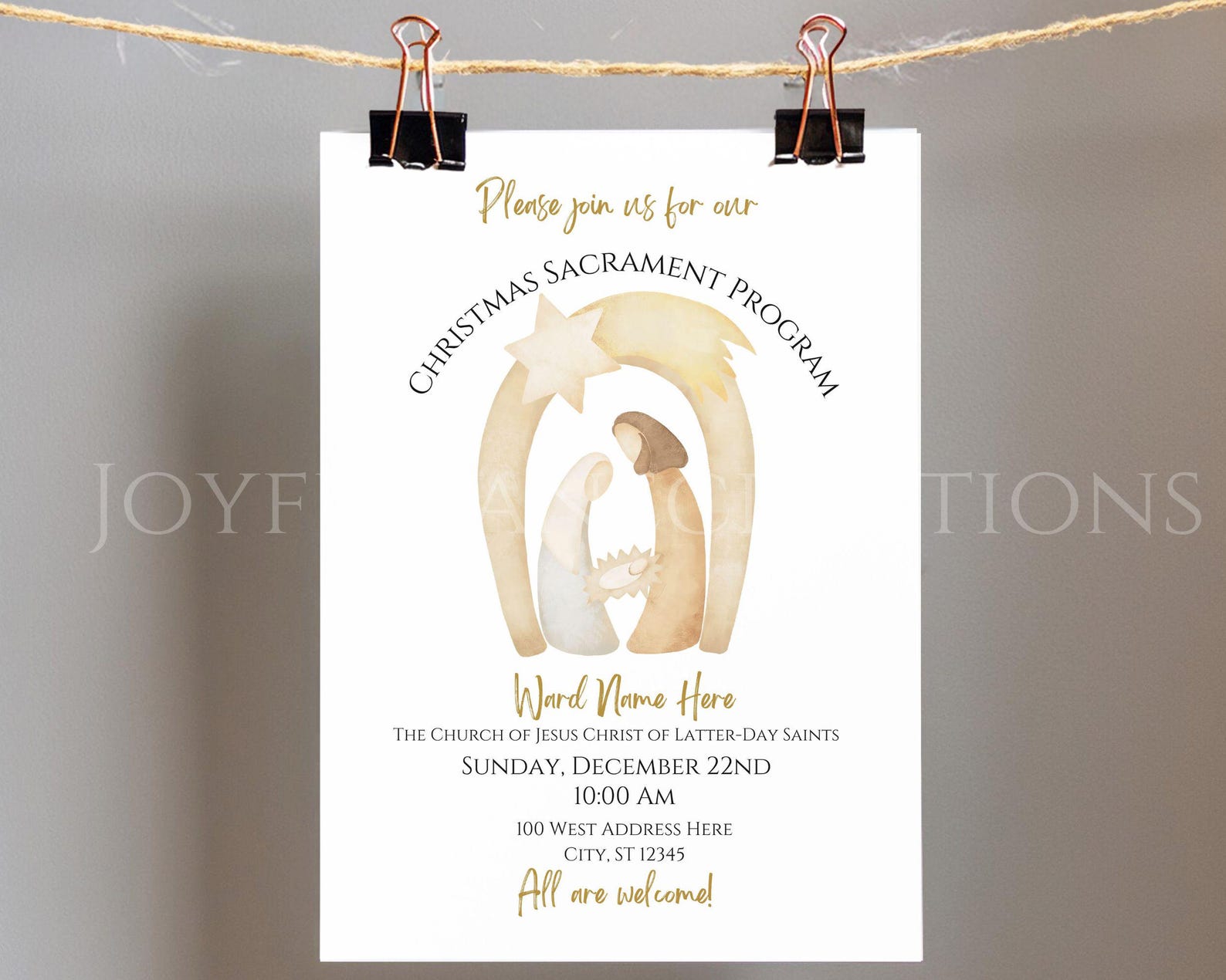 LDS Sacrament Meeting Christmas Program Invitation Customizable ...