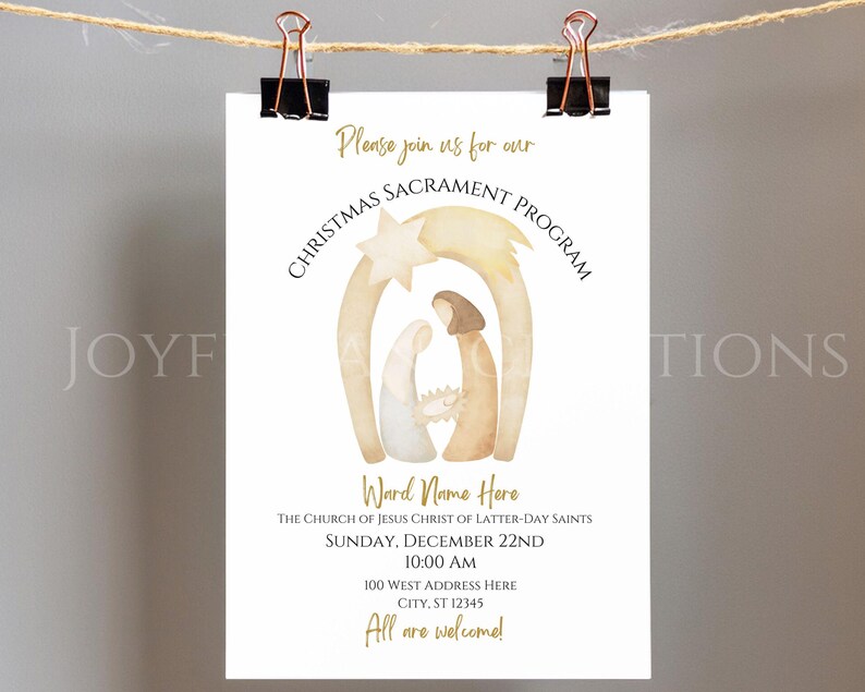 LDS Sacrament Meeting Christmas Program Invitation Customizable ...