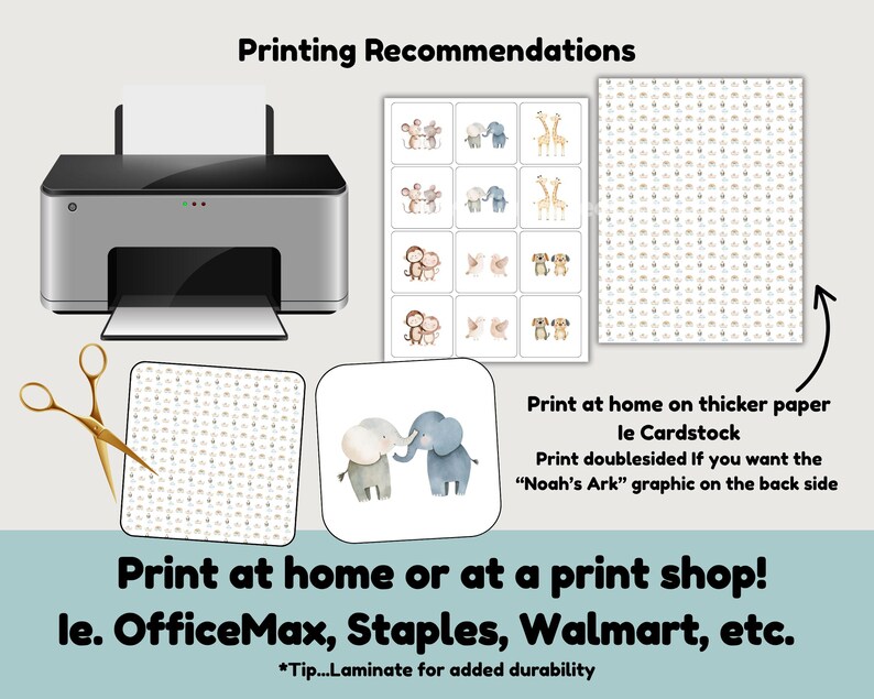 Noah's Ark Memory Match Cards for Kids, Christian Education Printable ...