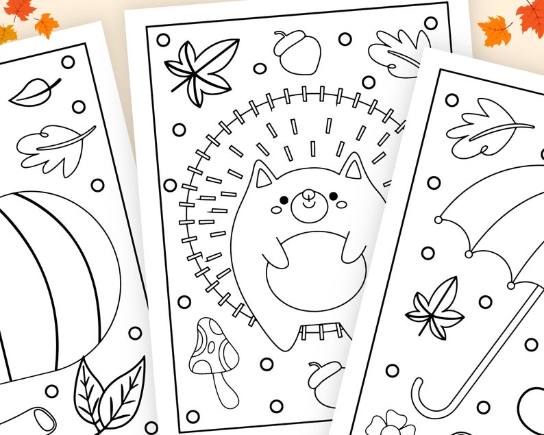 Cute Autumn Coloring Pages for Kids, Fall Coloring Pages for Kids, Fall ...