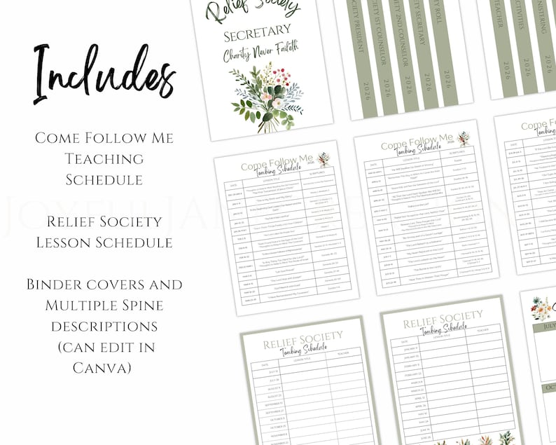 LDS Relief Society Presidency Planner Binder, Editable RS Newsletter ...