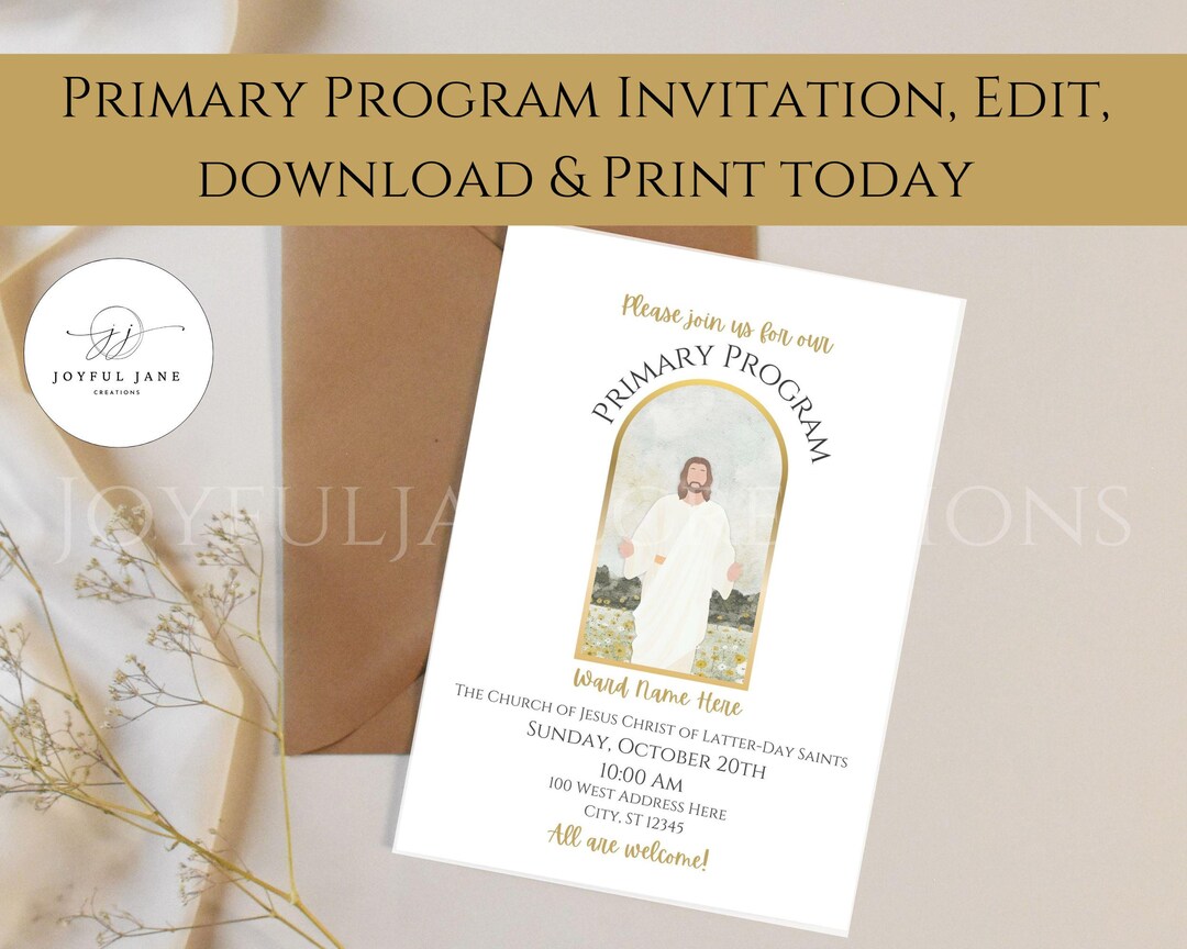LDS Primary Program Invitation Customizable, Primary Sacrament Meeting ...
