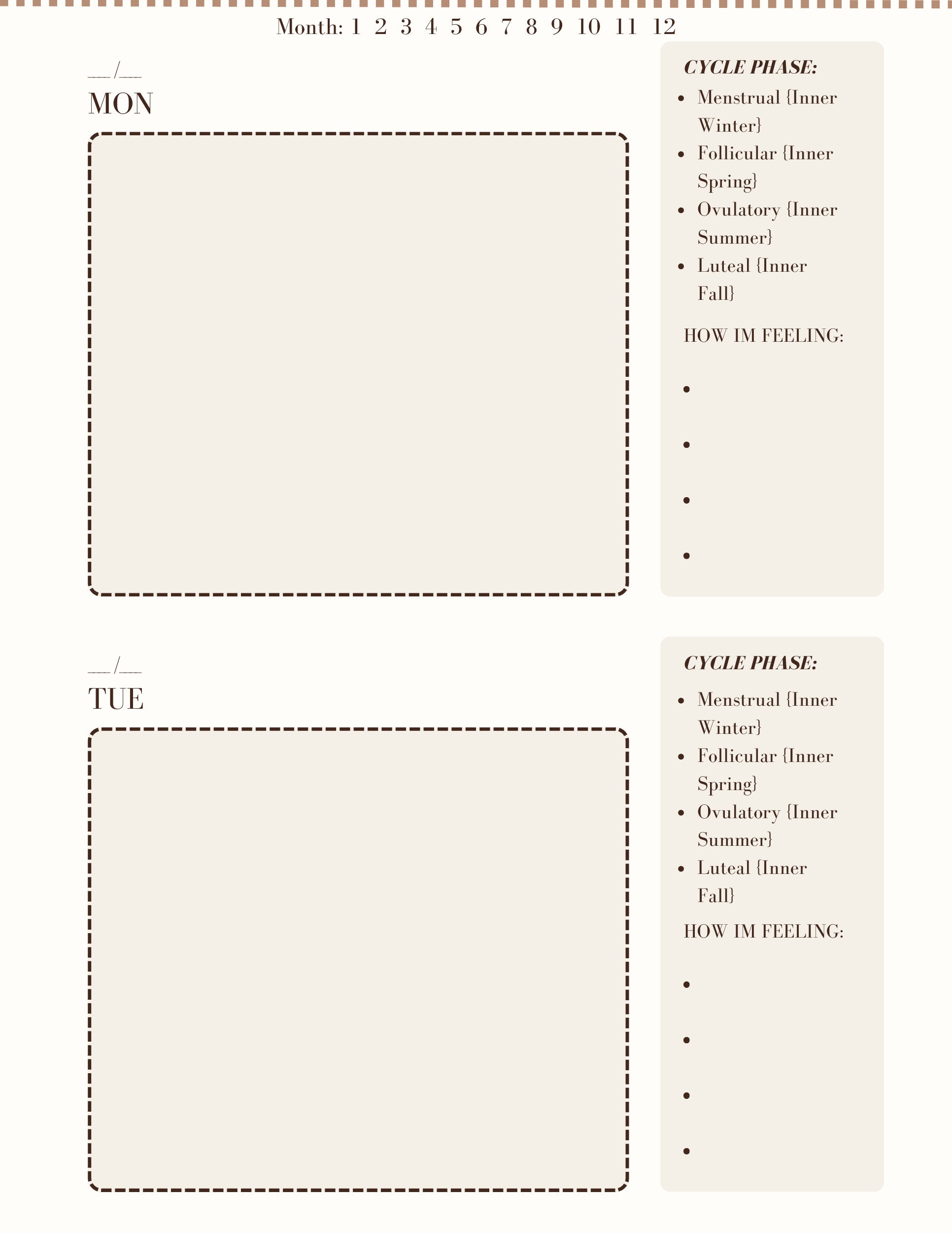 Cycle Syncing Calendar with Day-to-day Guide - Etsy