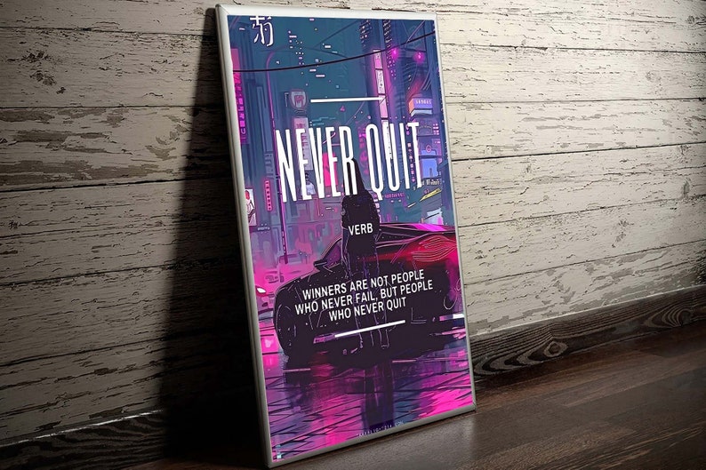 Never Quit Motivational Car Poster Exotic Car Pop Art Print Hypebeast ...