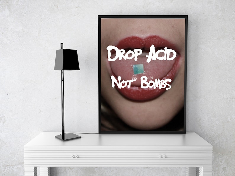 Drop Acid Not Bombs Poster Party Poster Molly Pop Art Wall Print Anti ...