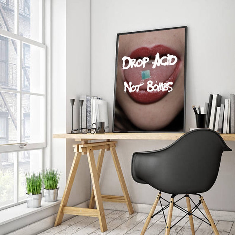 Drop Acid Not Bombs Poster Party Poster Molly Pop Art Wall Print Anti ...