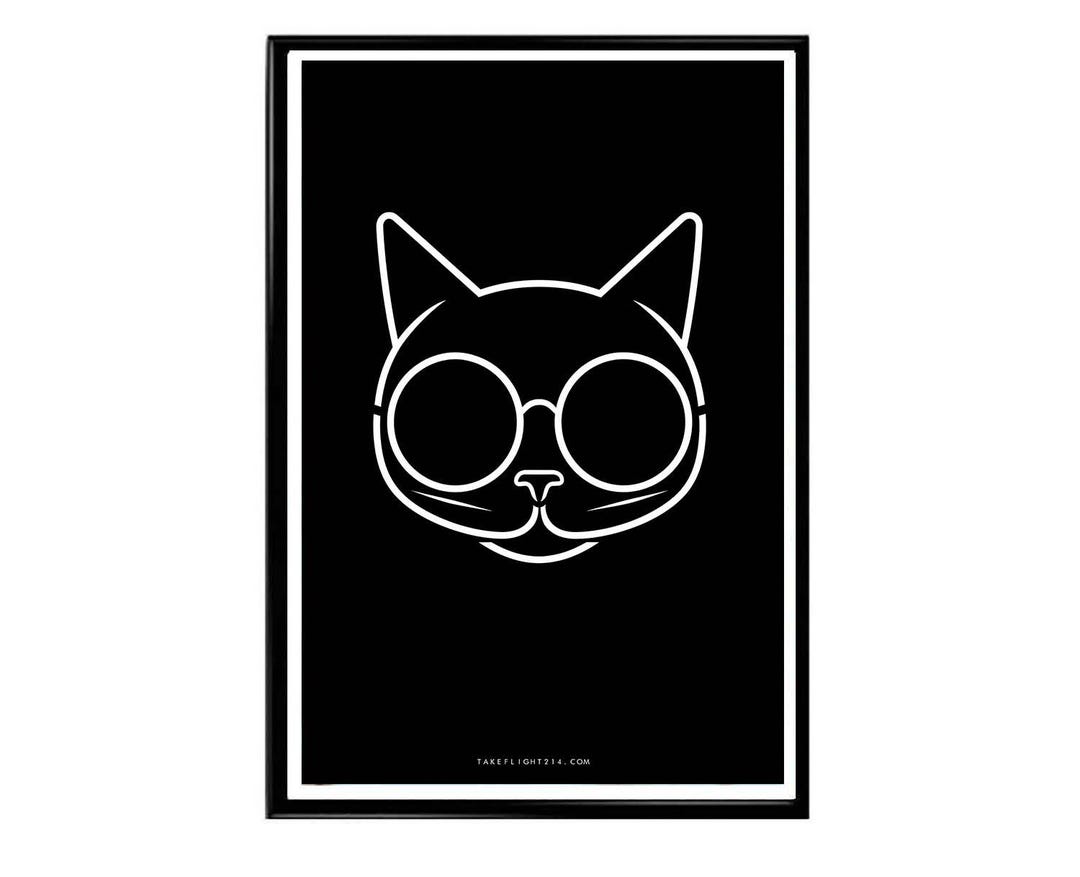 Cool Cat Poster Animal Lover Pop Art Print Hypebeast Cat Lover Wall Art ...