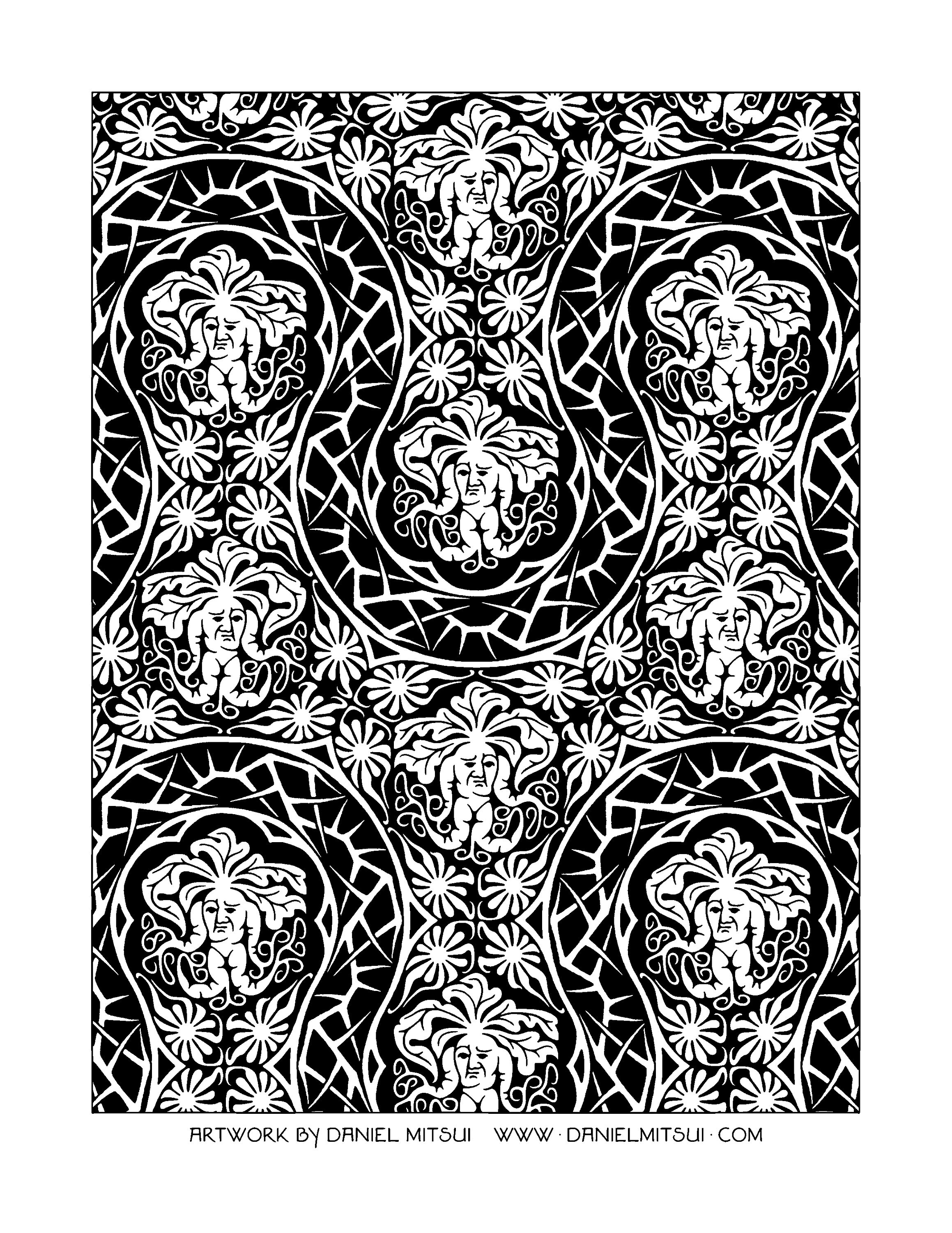 10 Printable Coloring Pages: Damask Patterns 1 - Etsy