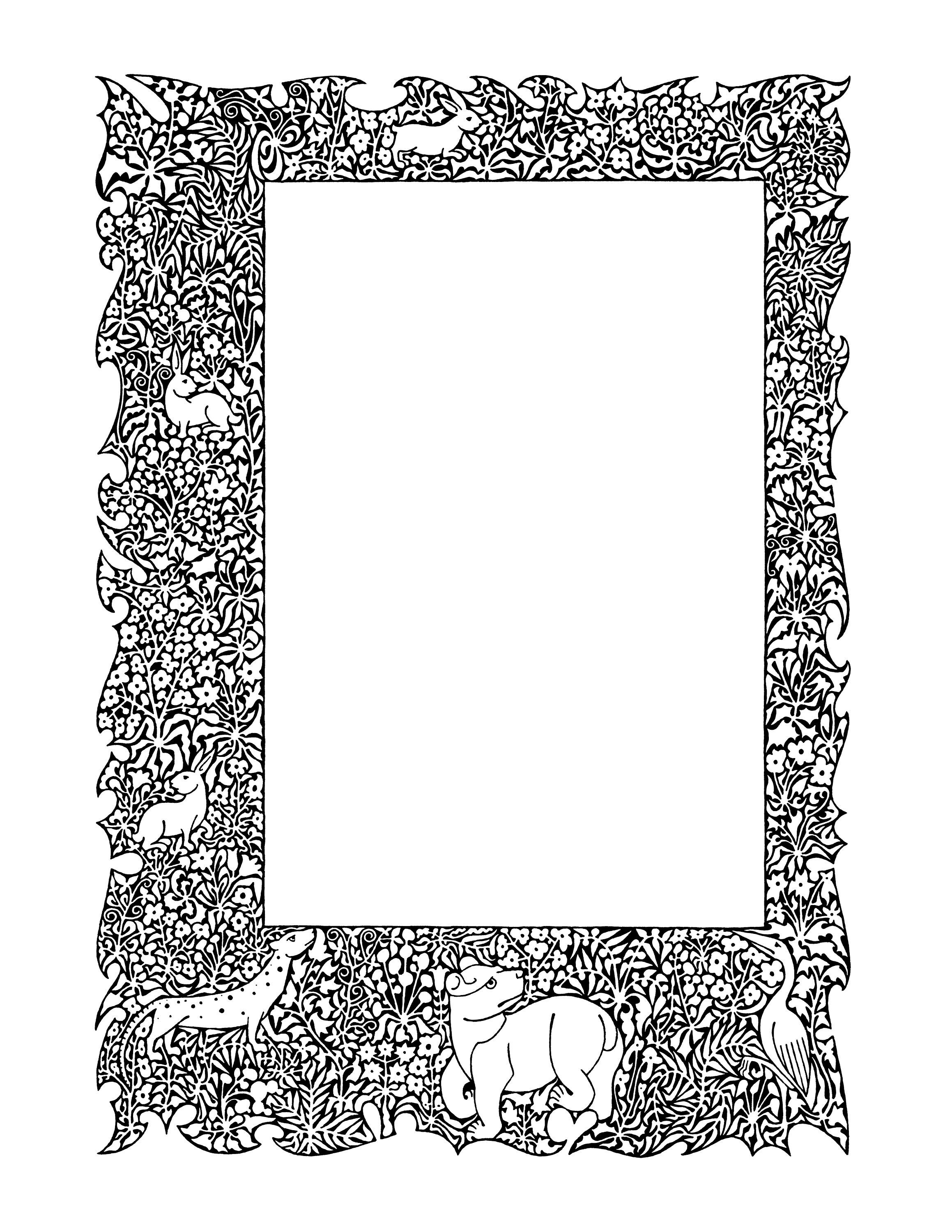 Printable Stationery Border With a Millefleur Pattern Inspired by ...