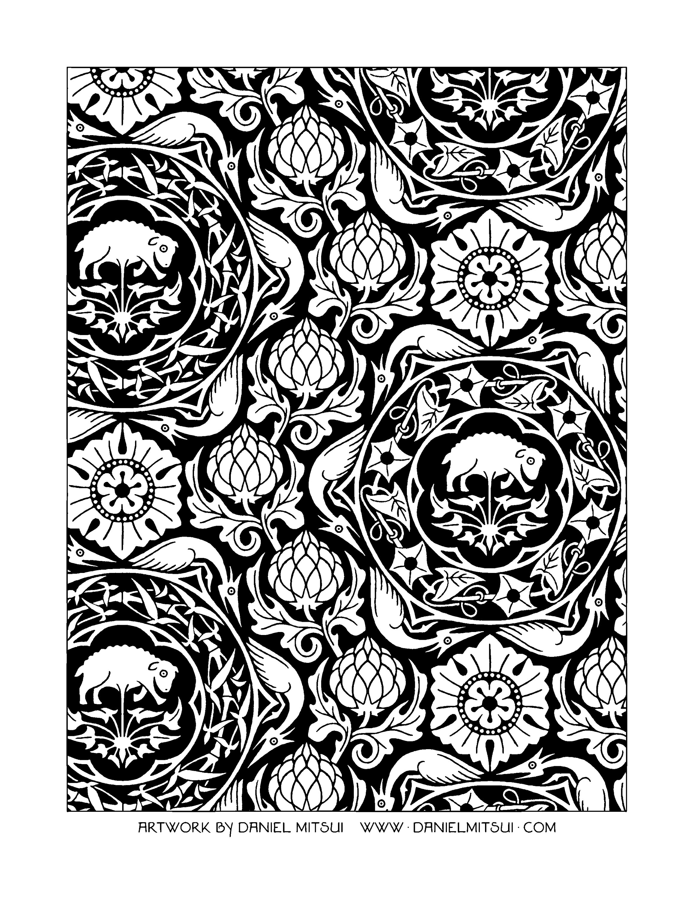 10 Printable Coloring Pages: Damask Patterns #3 - Etsy