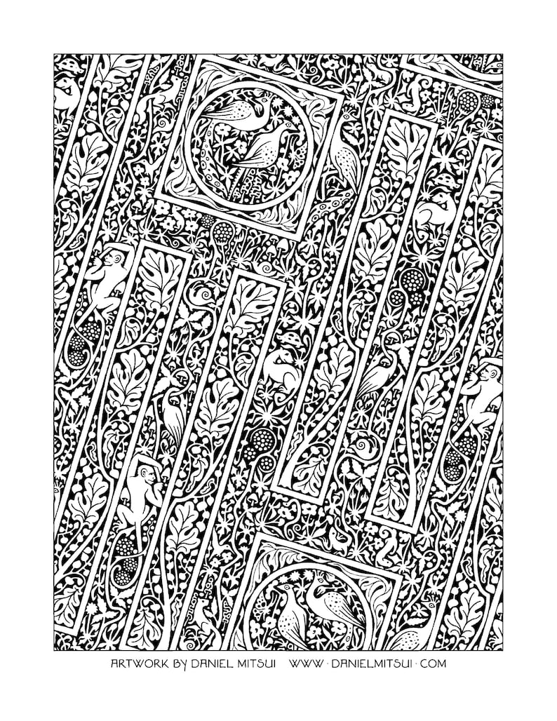 10 Printable Coloring Pages: Damask Patterns 3 - Etsy