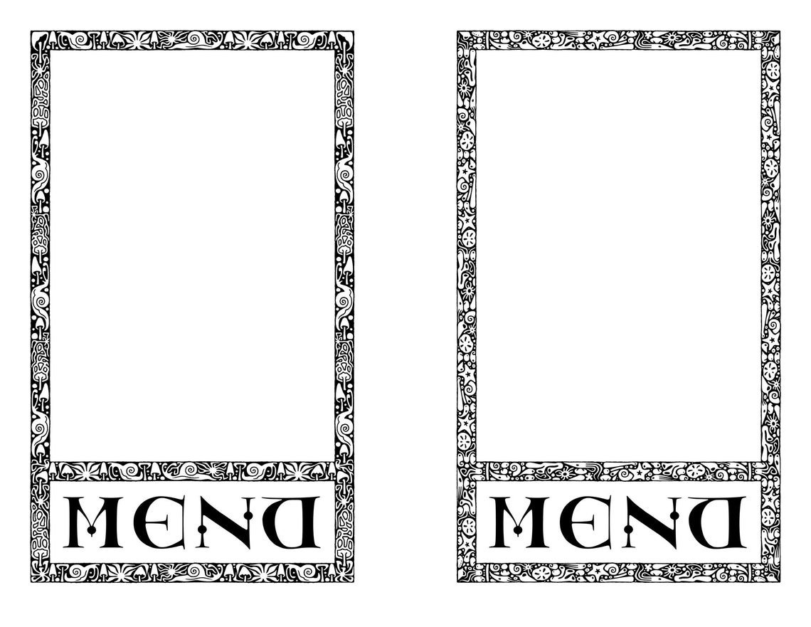 Printable Menu Borders With Mushrooms, Snails, and Sea Shells - Etsy